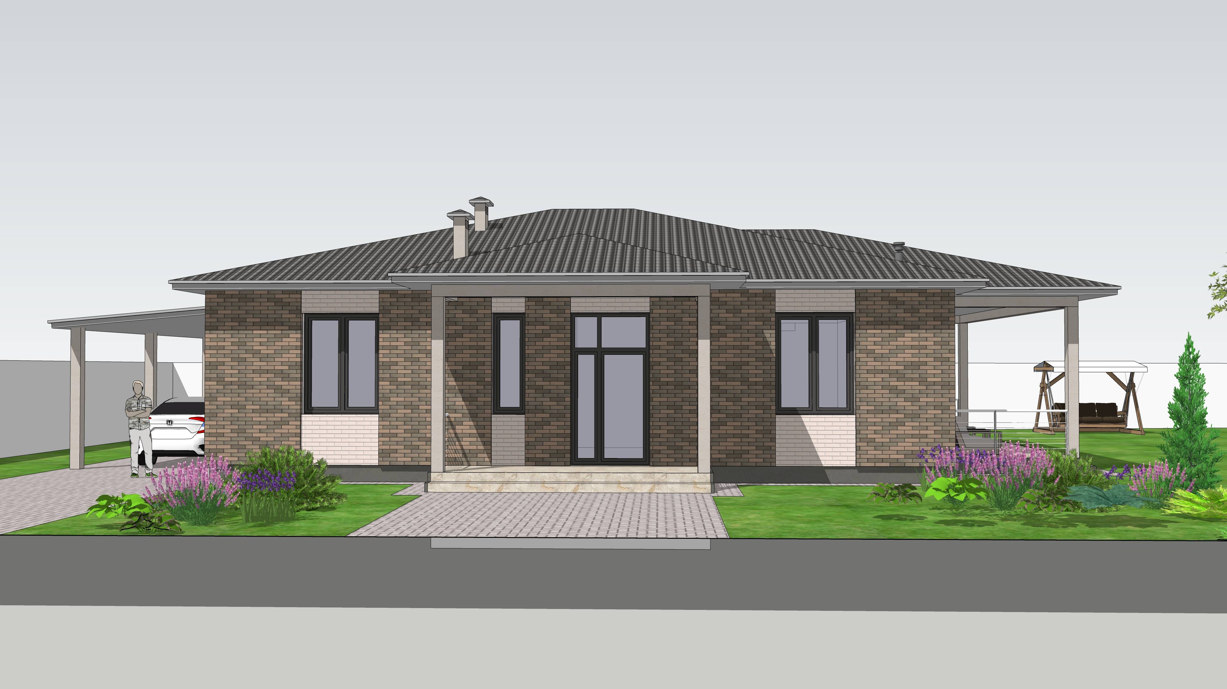 Проект дома из пеплоблока 121 кв.м. 3 спальни