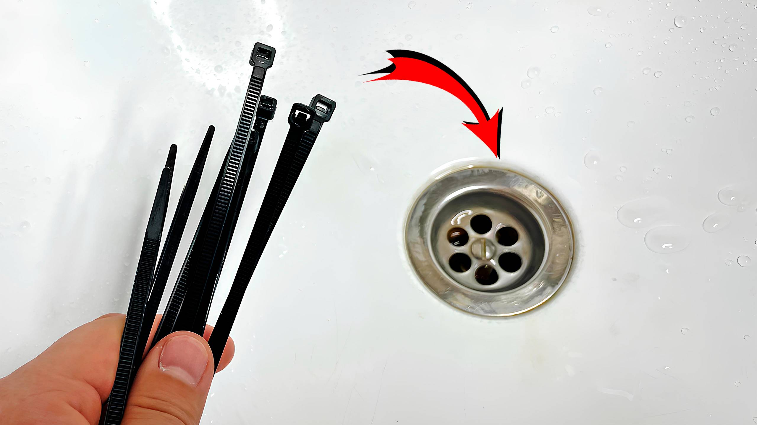 Просто засуньте пластиковый хомут в сифон и Вы удивитесь! Бытовой лайфхак как прочистить слив.