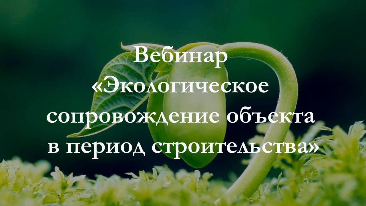 Вебинар "Экологическое сопровождение объекта в период строительства"