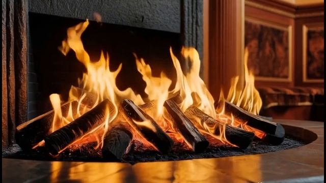 Необычный открытый камин, пламя огня, потрескивание дров и уют.