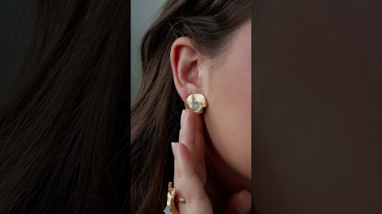 Комплект Andreina из серебра 925 с аквамарином и покрытием желтым золотом