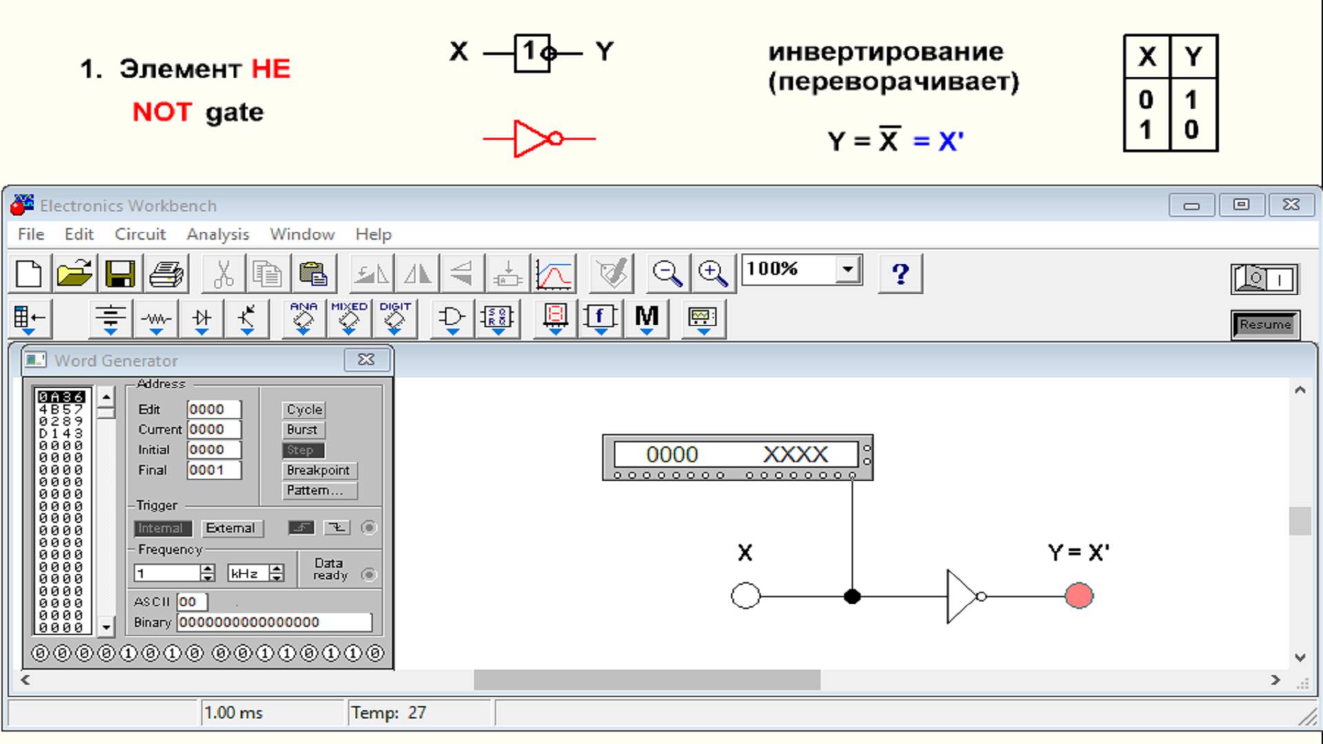 Видеоурок 1.3. Элементы НЕ. Часть 2