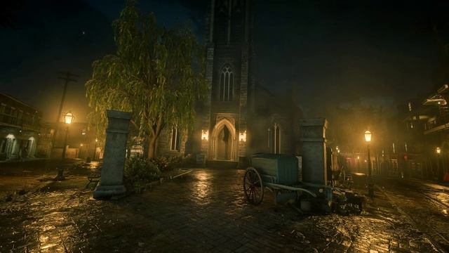 Лучший звук дождя с мощным громом у собора в городе Сен-Дени