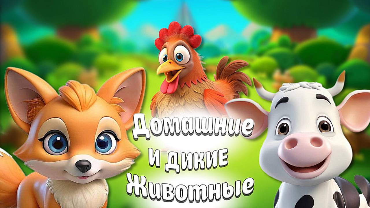 Домашние и Дикие Животные + Как говорят Животные + Развивающие Мультики про Животных
