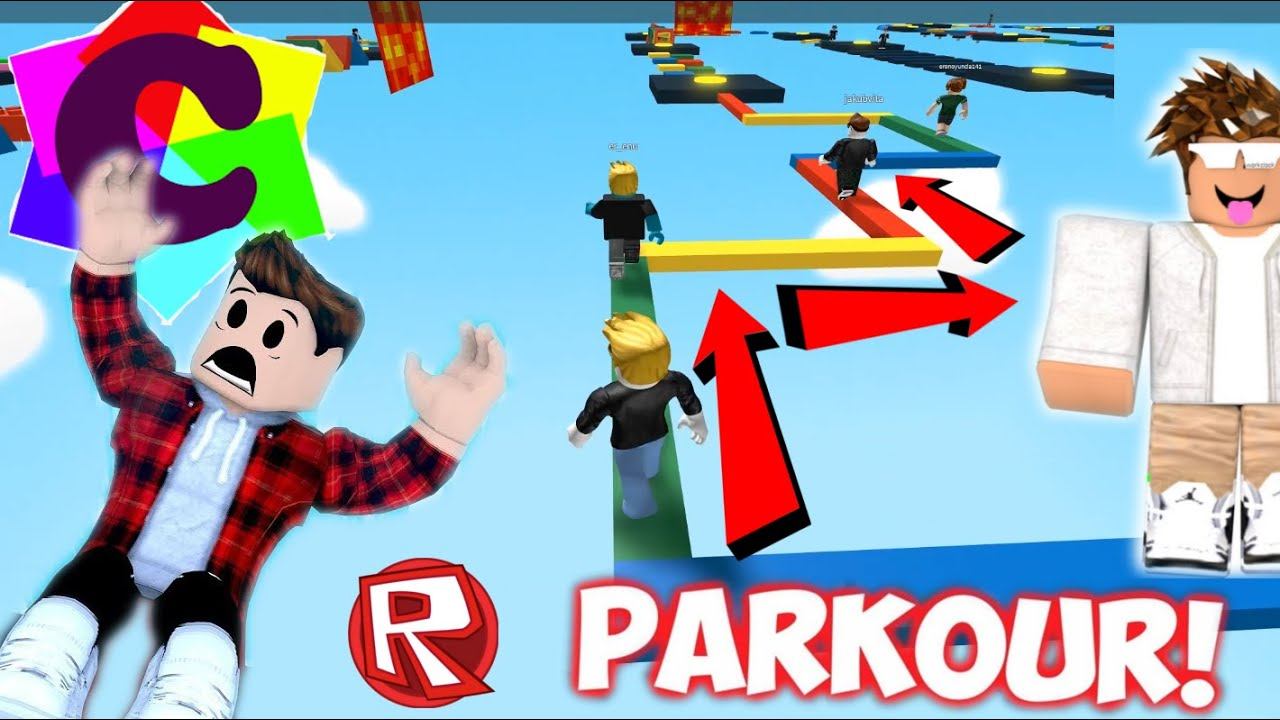 Весёлый РОБЛОКС ПАРКУР. ПРОГУЛКА В НЕБЕ ПО ЦВЕТНЫМ ФИГУРАМ