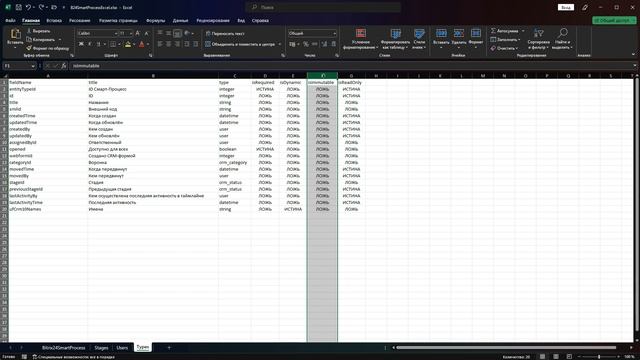 Bitrix24  SmartProcess (Битрикс24 Смарт-процесс) - MS Excel.