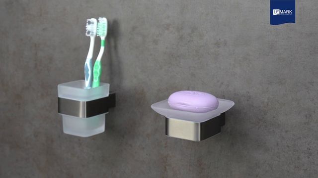 Стакан для зубных щёток Lemark SMOOTH LINE с держателем, графит