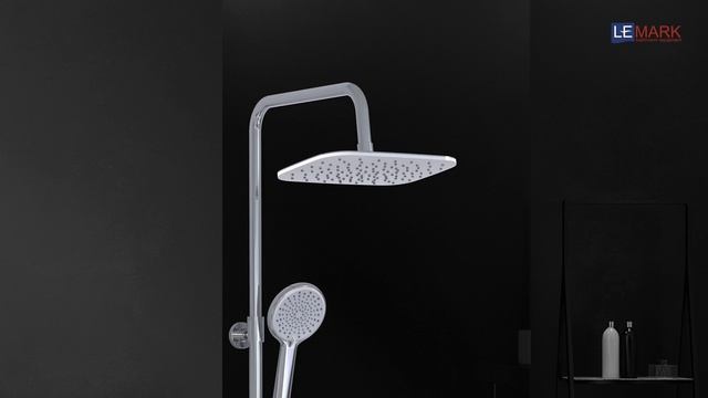 Термост. смеситель для ванны/душа с рег. штангой и верх. д/л «Тропич. дождь» LEMARK TROPIC LM7012C