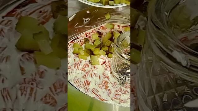 Оливье в кольце, рецепт, #shorts