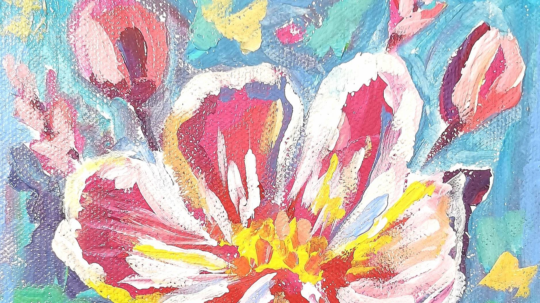 Рисунок цветка акриловыми красками