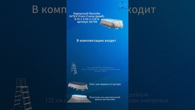 Каркасный бассейн INTEX Prism Frame 6.10 х 3.05 х 1.22 м ; артикул 26798 #intex #бассейн