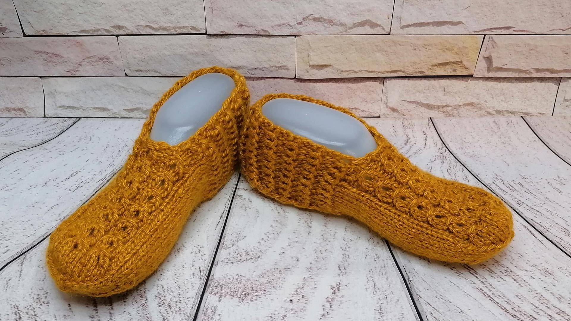 Домашние тапочки следки с квадратной пяткой. Подробный МК.