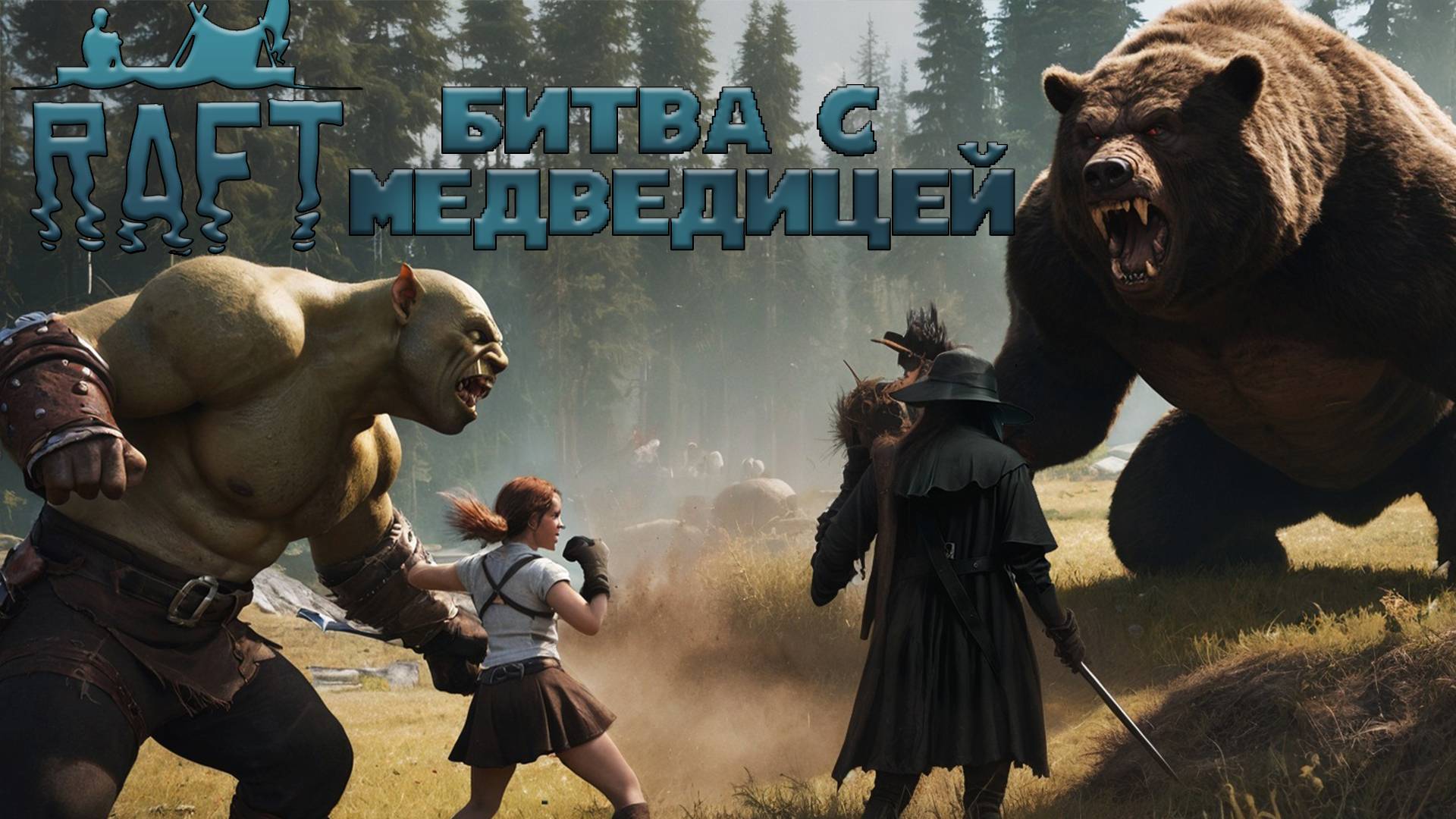 Raft Битва с медведицей  #raft