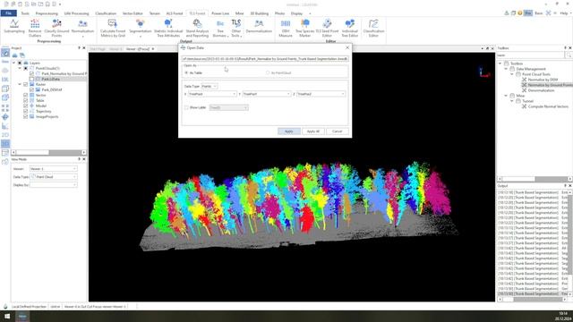 Расчет объема стволов. LiDAR360 Forestry.
