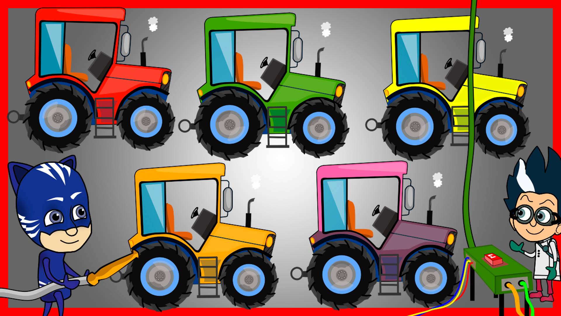 Мультик про машинки Раскрашиваем синий трактор, учим цвета