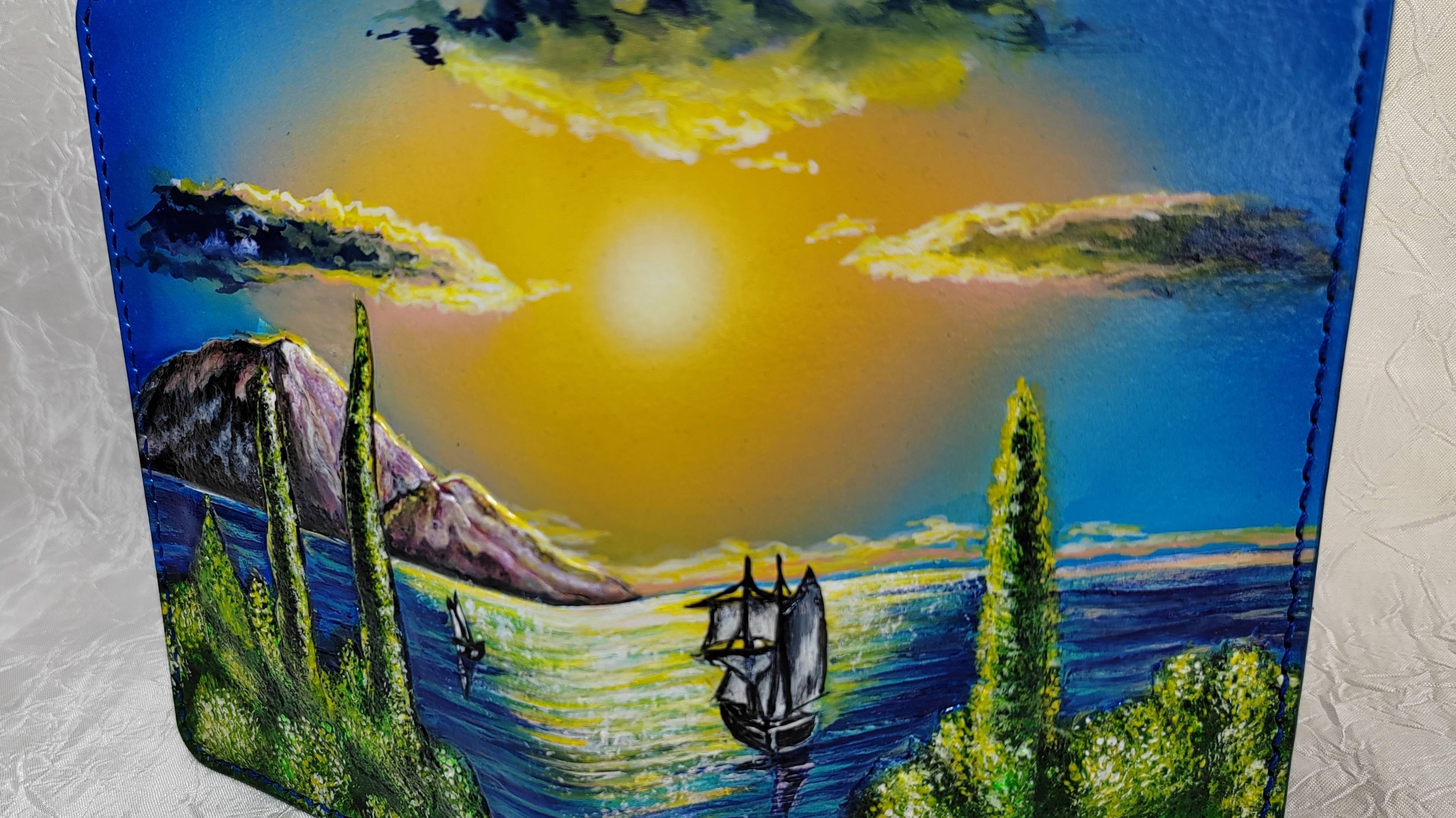 Обложка для паспорта и авто документов. Изделия из кожи. СКСтиль. Видео обзор: Очарование заката.