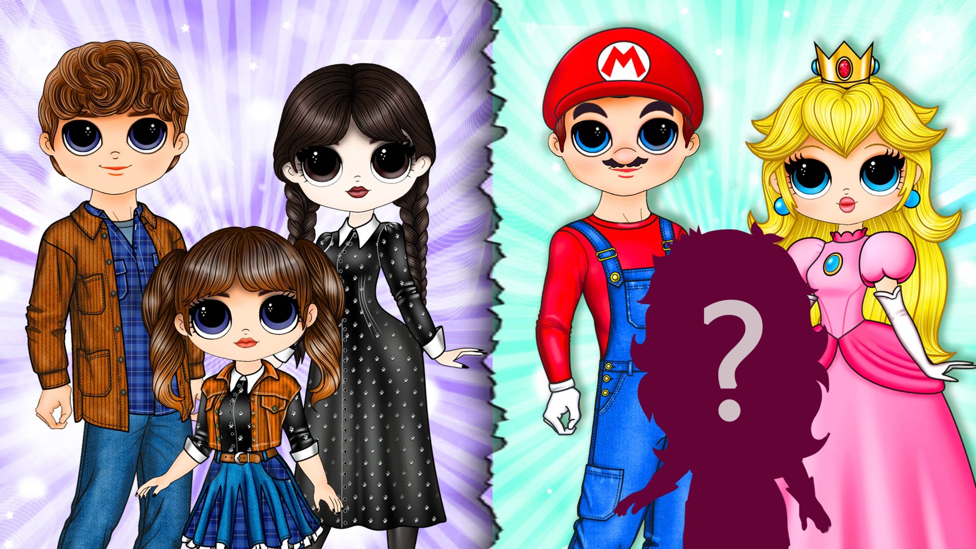 Уэнсдей Аддамс, Принцесса Пич, Энид, Моя Говорящая Анжела Становятся мамами | Идеи из бумаги DIY