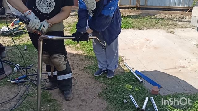 варим перила из нержавейки аппаратом aurora pro speedway 180