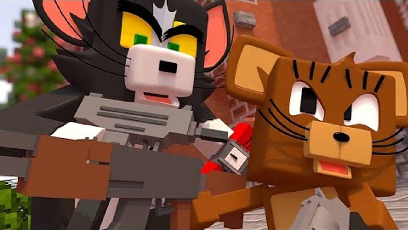 КОТ БАНДИТ ПРОТИВ БАНДИТА МЫШОНКА! ТОМ И ДЖЕРРИ В МАЙНКРАФТ [перезалив]