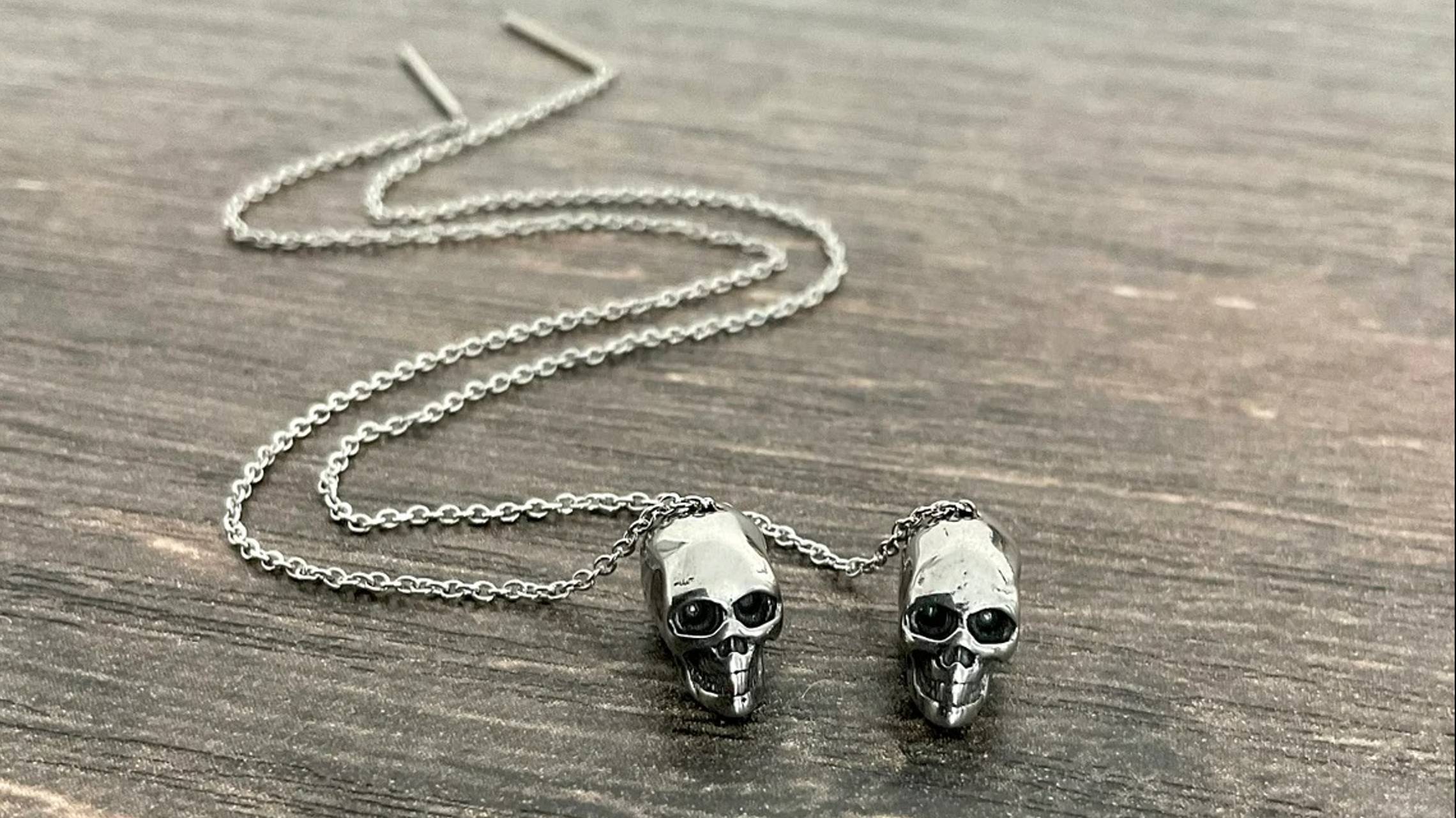 Дизайнерские серьги-цепочки "Черепа-стражи" от StarfallShop