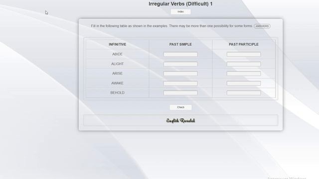 Irregular Verbs on ProgressMe