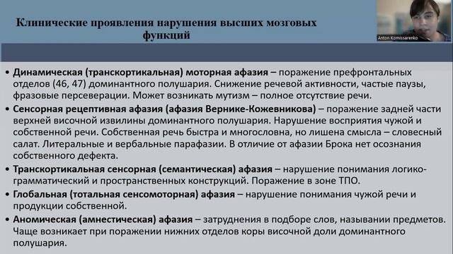 Нарушения высших мозговых функций. Эмоциональные и поведенческие расстройства
