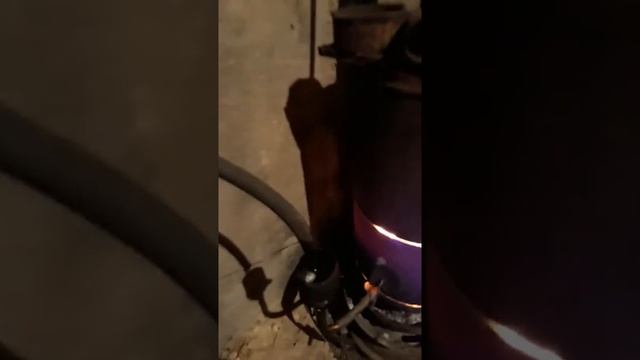 горелка на отработке, рабочий режим