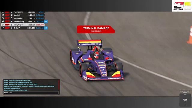 7 ЭТАП ЧЕМПИОНАТА INDYCAR VGL 2024/AUTO CLUB SPEEDWAY CAR COURSE