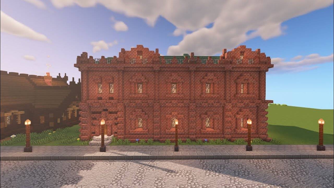 Кирпичный дом в русском стиле в майнкрафте (Российская Империя)