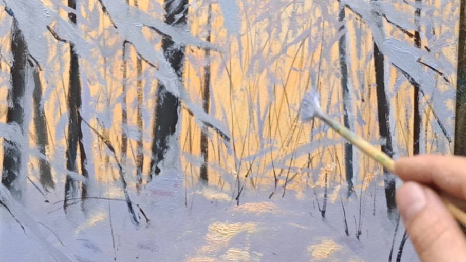 Морозный день.Живопись маслом