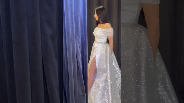 Свадебное платье русалочка из стрейчевой ткани с пайетками Бланка Люкс #свадебноеплатье