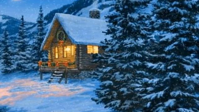 Домик у реки. Зимний лес. Новогодний футаж. Зимний футаж. Красивый футаж для видео.