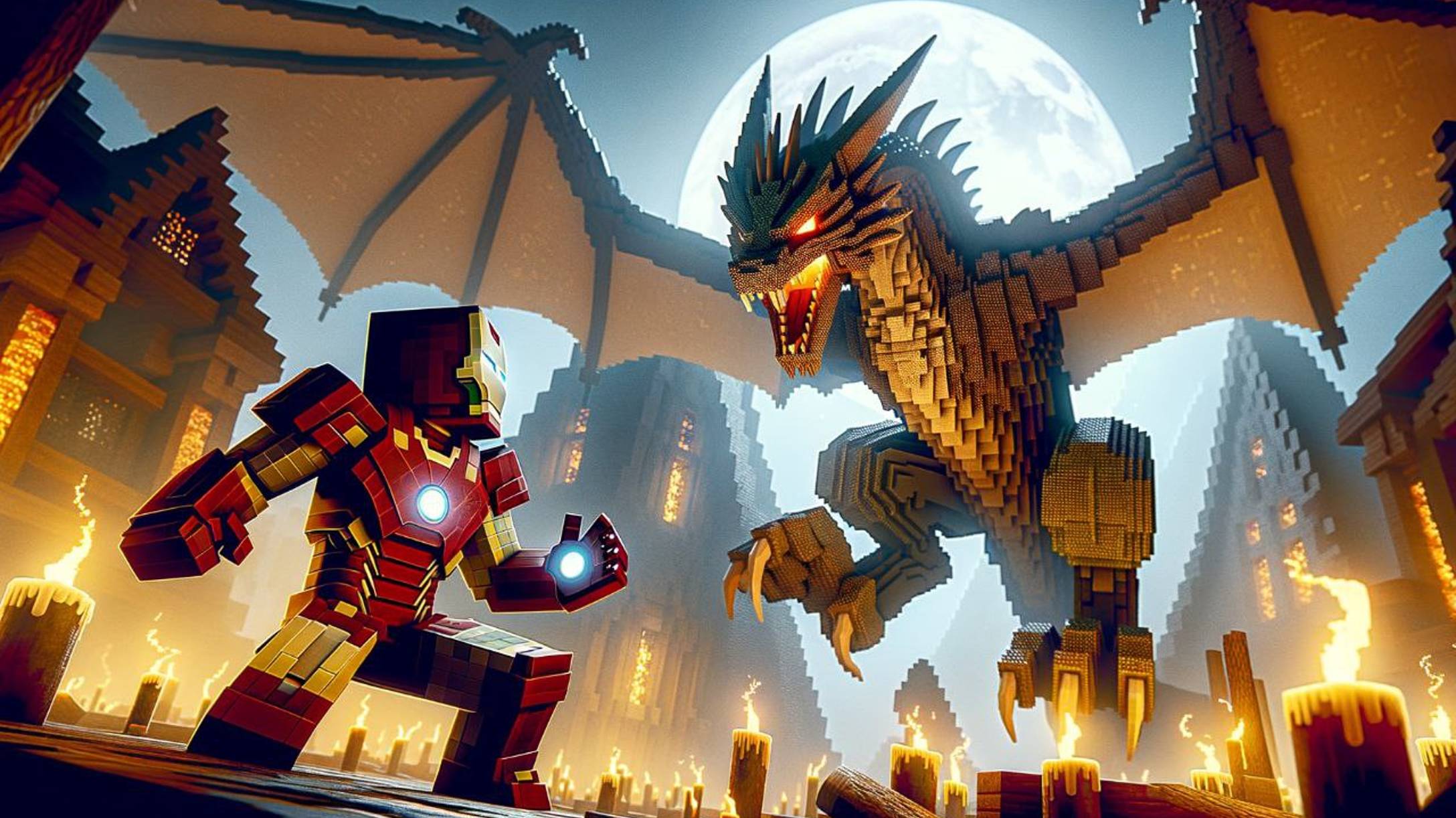 Майнкрафт , но я стал железным человеком ( реванш с драконом)