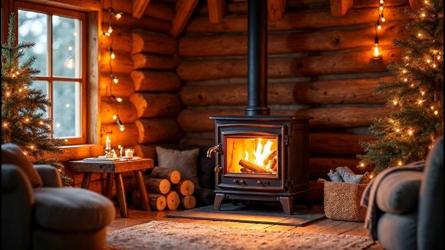 Красивая расслабляющая фоновая музыка  с треском  костра