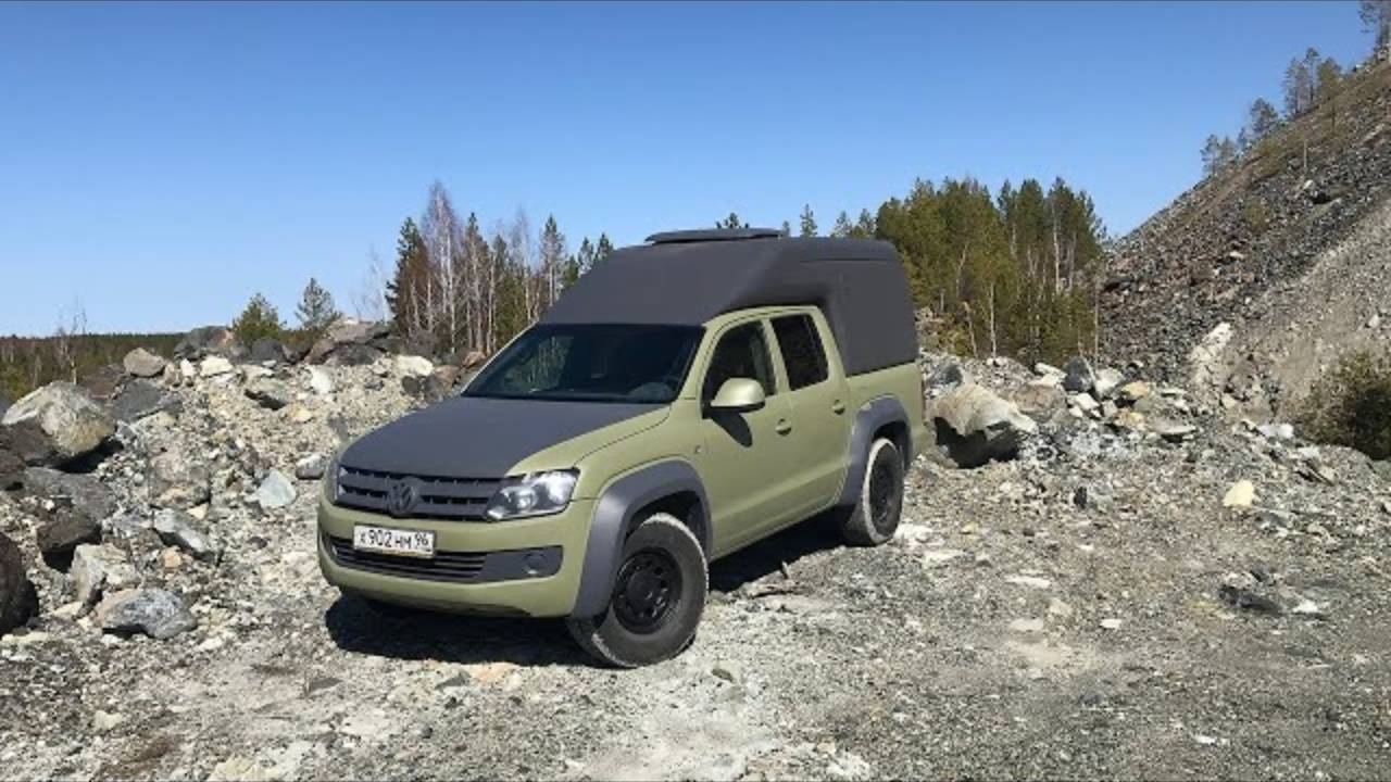 Дом на колесах из инкасаторского Амарока. Покраска раптором для кемпинга.