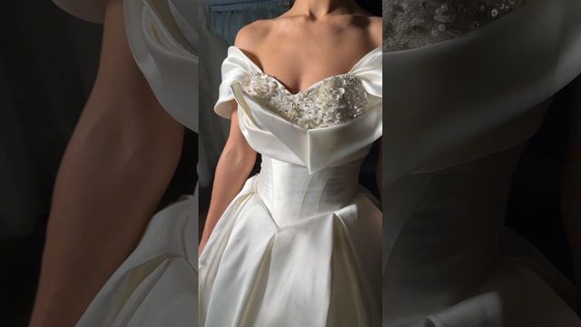 Атласное Арабское Свадебное Платье с вышивкой перламутром Мадина #свадебноеплатье #свадебныйсалон