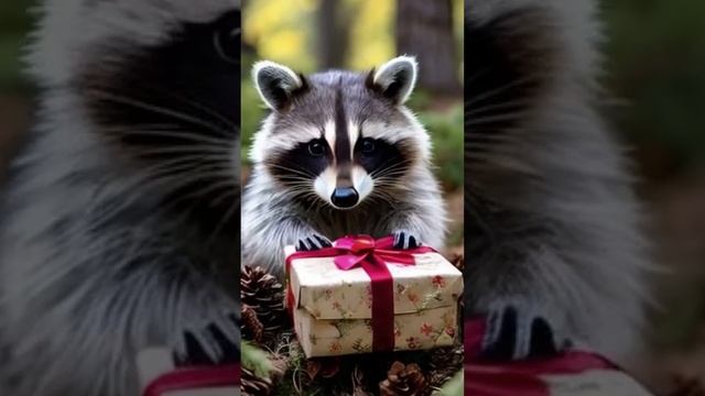 Енот. Не могу открыть подарок