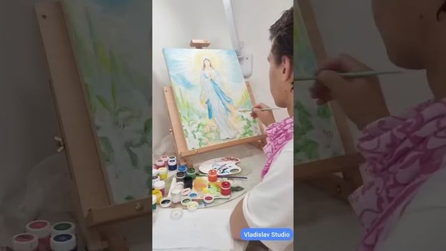 Пишу картину Дева Мария, 40% готово , продолжение следует.. Студия имени Владислава.