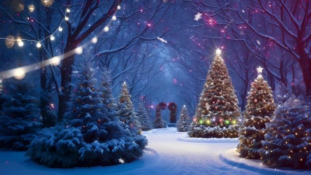 Новогодняя музыка, клип гирлянды, ёлки новогодние. Новогодний фон. Фоновая музыка