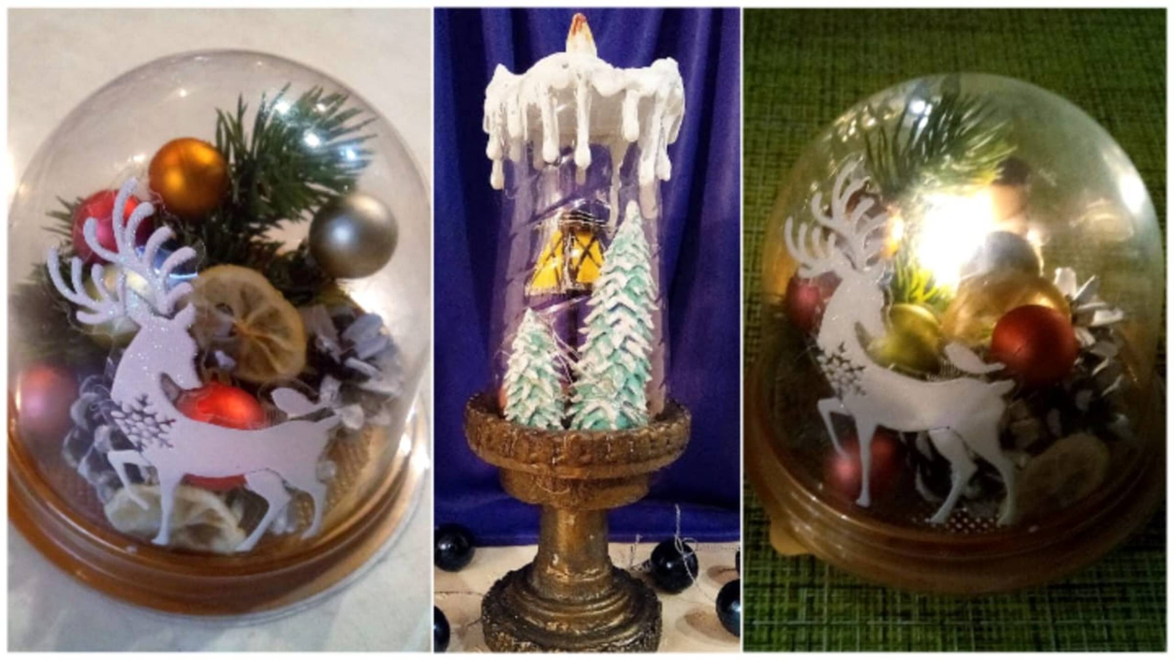 2 Новогодние поделки своими руками Сувениры Композиция с подсветкой.