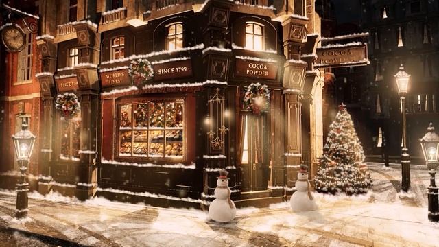 🎄Новогодняя джазовая музыка + звуки карет l Пекарня в викторианском стиле