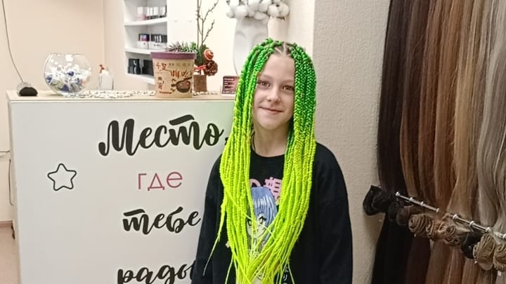 Косы КОНИКОЛОНЫ |Сделала себе зелёные косы на новый год