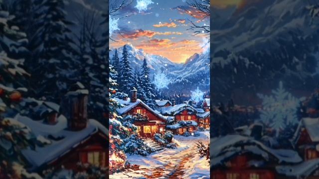 НОВОГОДНИЙ ПЕЙЗАЖ. Видео футаж анимация. С НОВЫМ ГОДОМ.