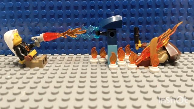 Лего поджигатель против роботов.