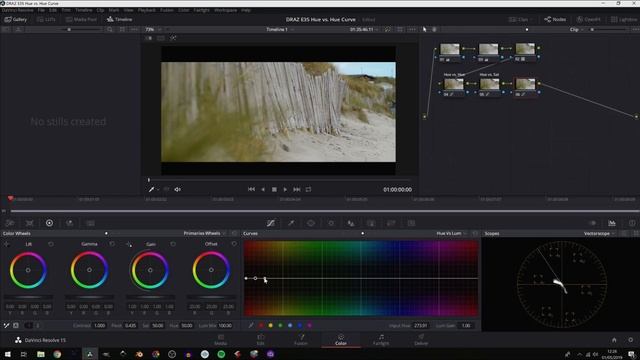 Кривые [Hue vs Lum] в Davinci Resolve