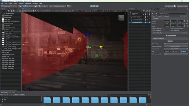 Как удалить нежелательные частицы из определенного пространства - UNIGINE 2 подсказки и советы