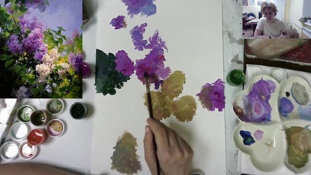 Сирень гуашь 1 часть