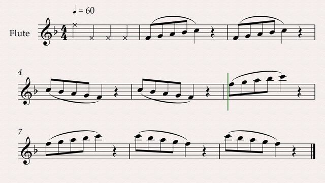 Упражнение для флейты в фа-мажоре №2 темп 60