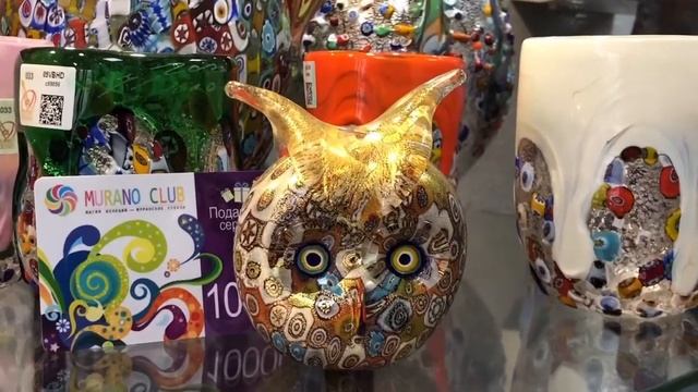 Фигурка совы из муранского стекла-WWW.MURANO-CLUB.RU