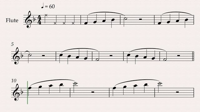 Упражнение для флейты в фа-мажоре №1 темп 60